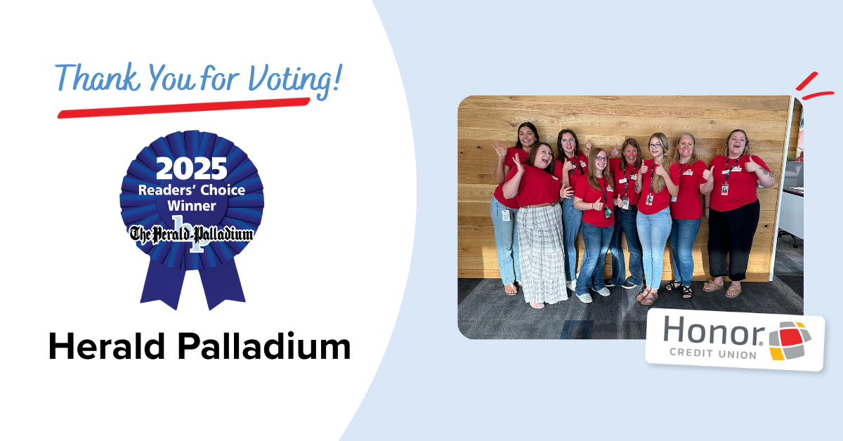 Honor Credit Union Wins 2025 Herald Palladium Reader’s Choice Award ...